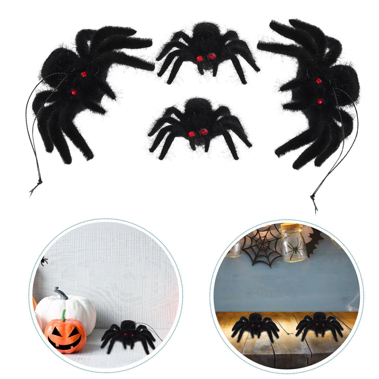 CTIRCHIU Realistic Large Spider Props, Black, Flocked Plastic, Haunted ...