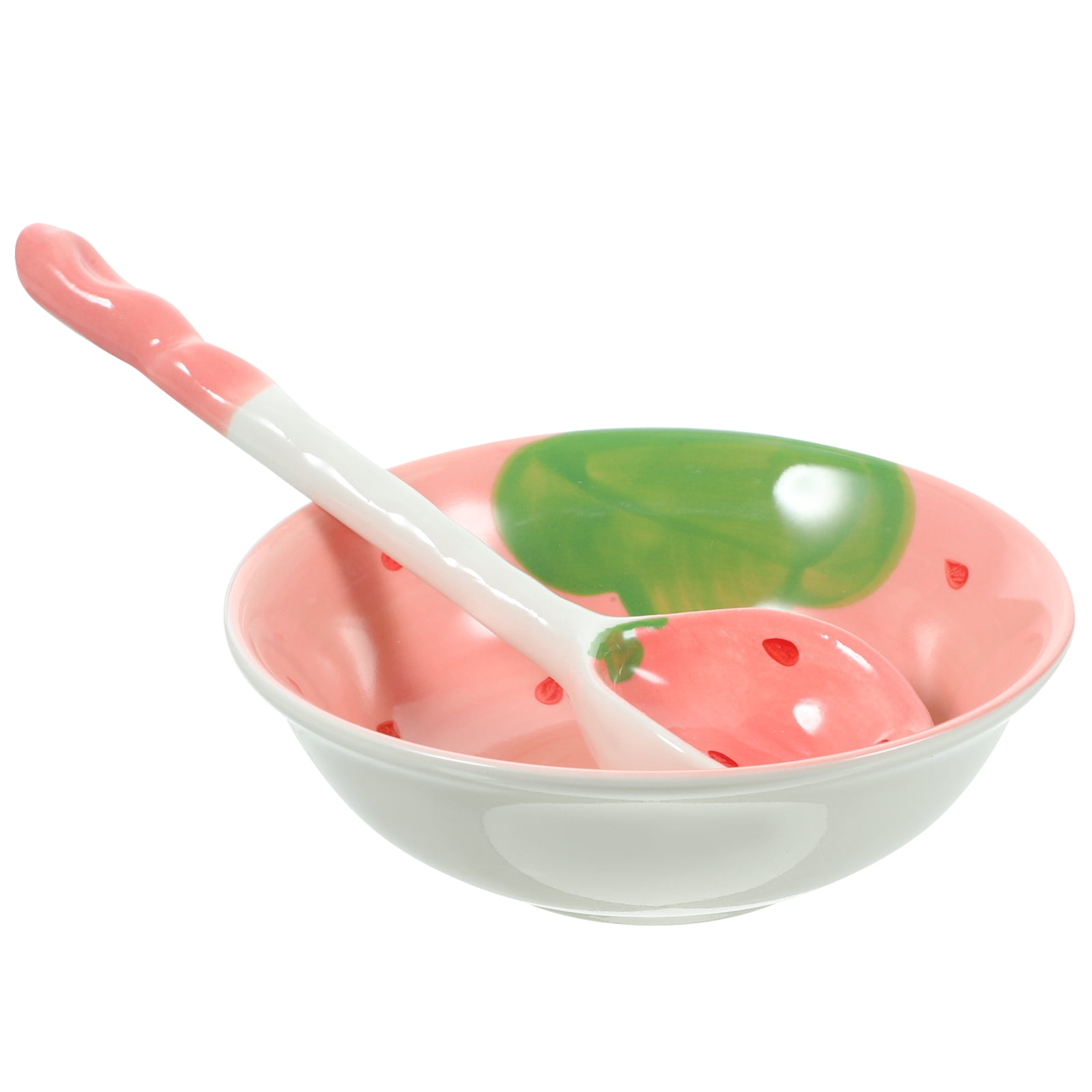 CTIRCHIU Cute Ceramic Bowl 1 Set Fruits Themed Pink Round Shape For ...