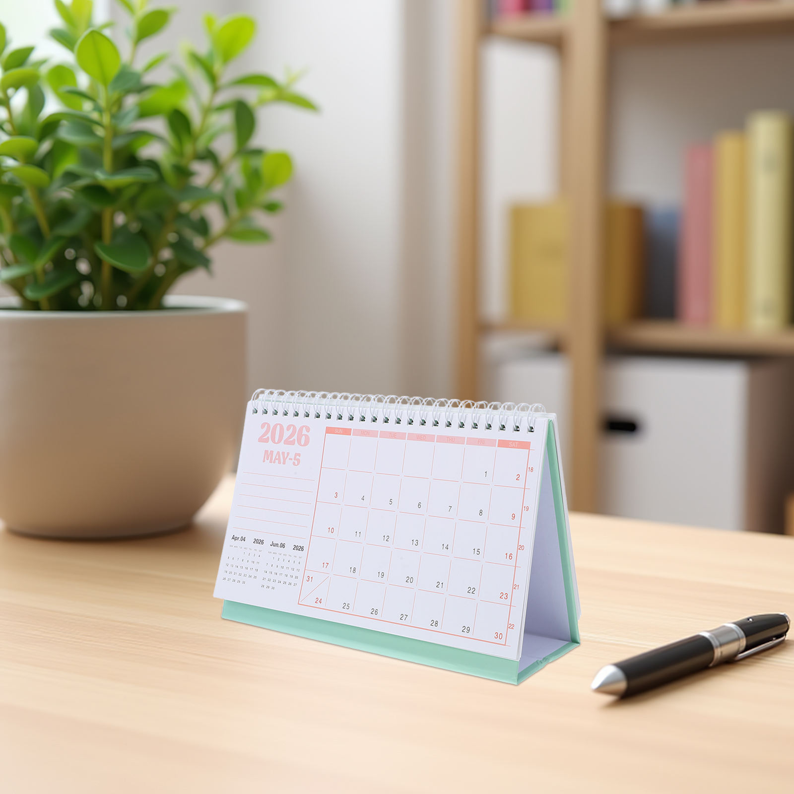 CTIRCHIU Elegant Green Desk Calendar 2026 with Sturdy Coil Binding for ...