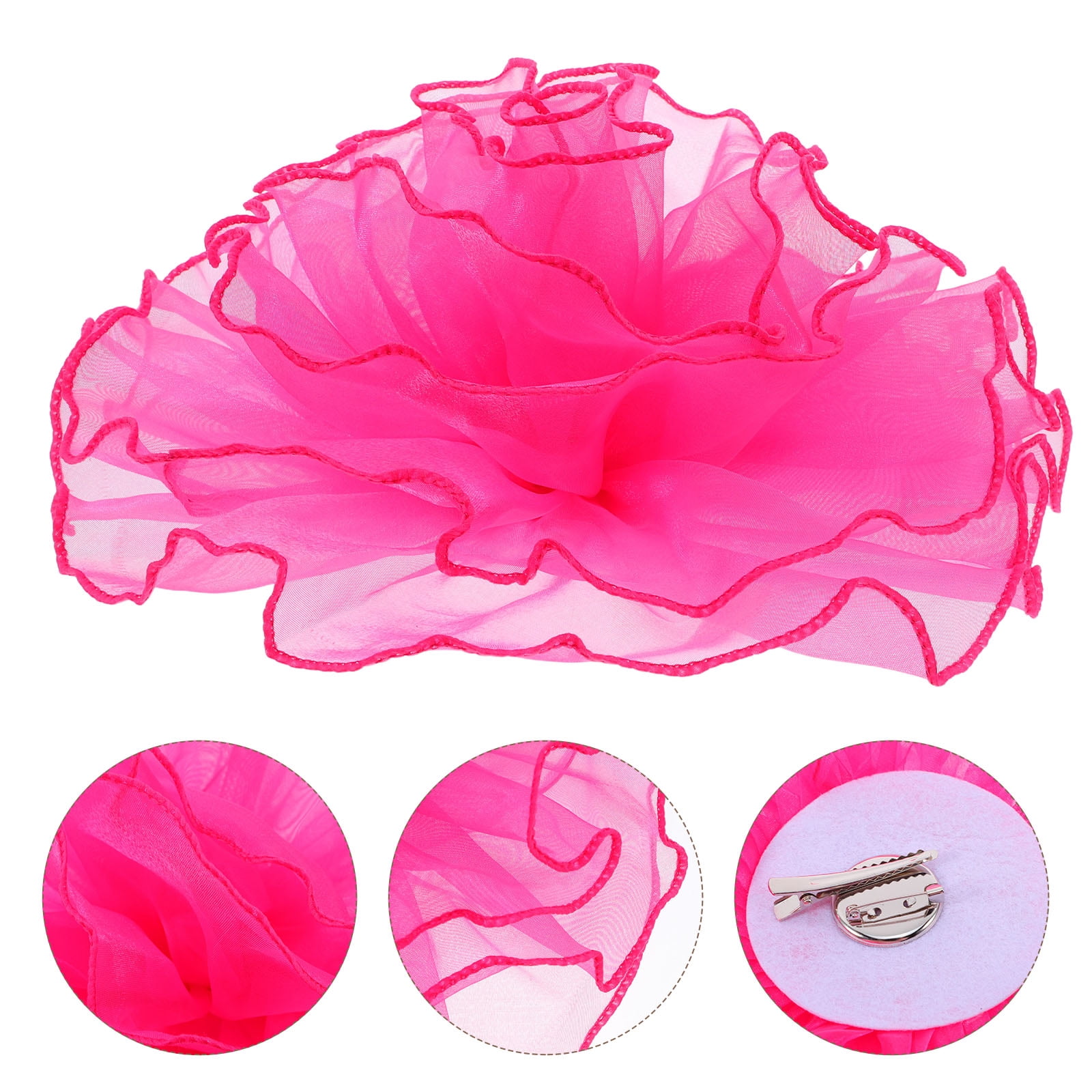 CTIRCHIU Extra Large Rosy Organza Fabric Flower Brooch Pin Unique 3D ...