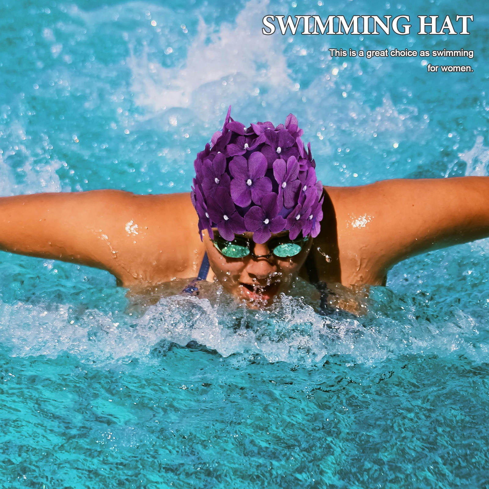 CTIRCHIU Flower Swimming Cap in Purple with Anti Skid Design for ...