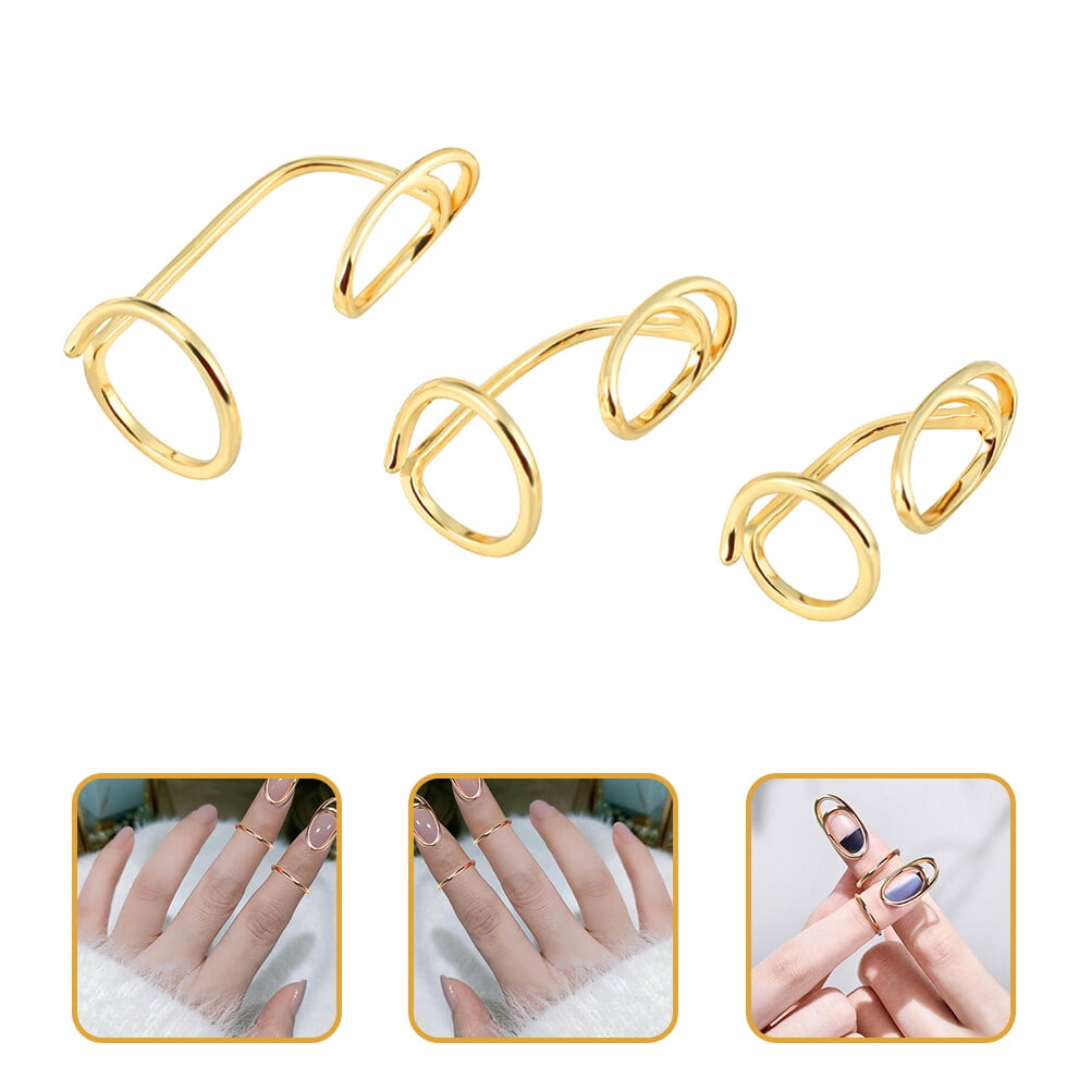 CTIRCHIU Golden Copper Fingertip Nail Rings 3Pcs for Women Adjustable ...