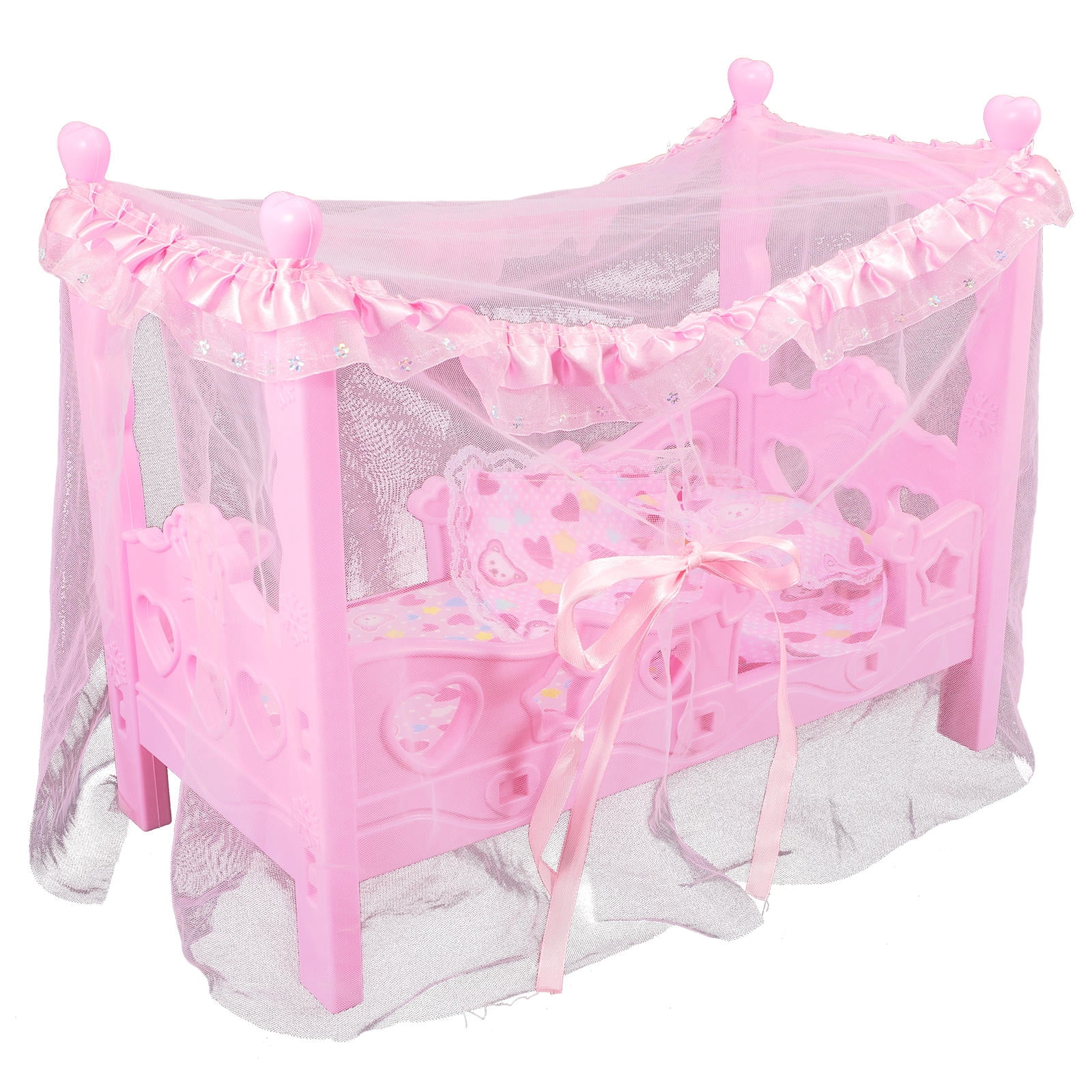 CTIRCHIU Pink Plastic Doll Bed 1Set for Girls Toys and Mini House Decor ...