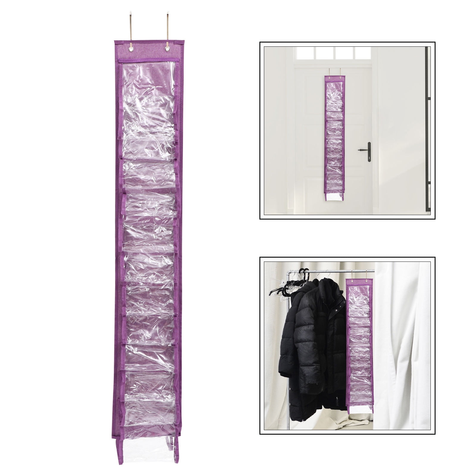 CTIRCHIU Purple Multiple Grids Hanging Bag for Storage Use Cloth ...