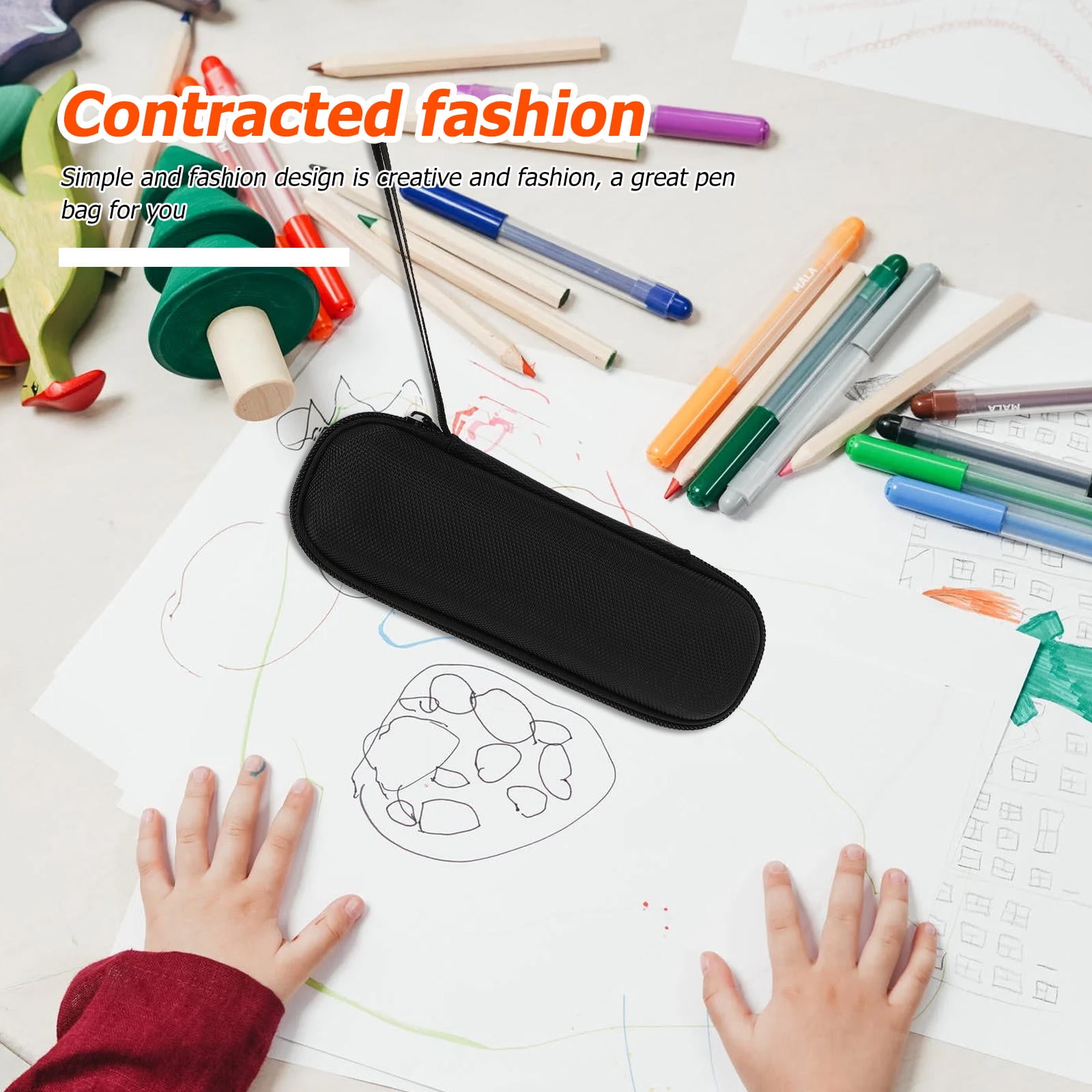 CTIRCHIU Rectangular Black EVA Pencil Case For Pencil Case Compartments ...