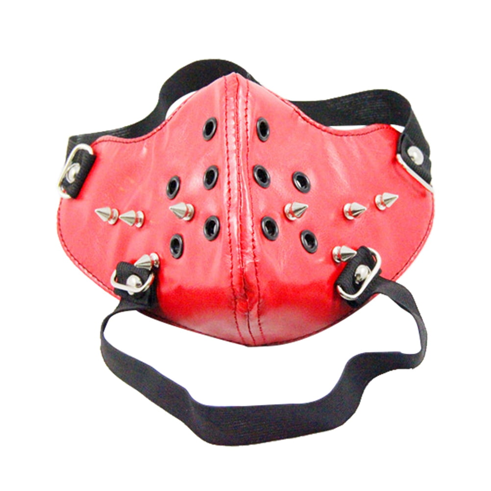 CTIRCHIU Red Spikes Design Pu Face Mask 1Pcs For Men Motorcycle Riding ...