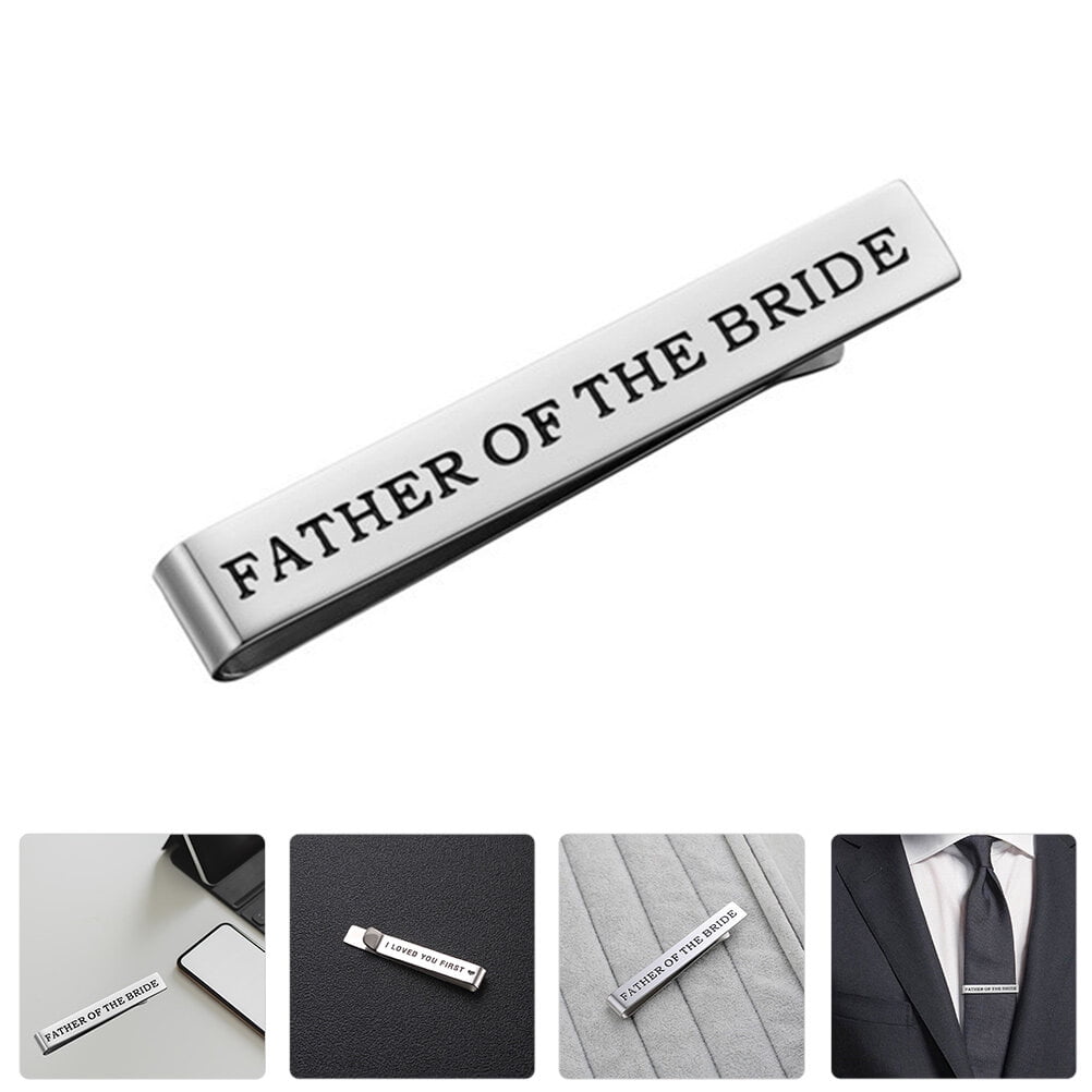 CTIRCHIU Silver Rectangular Engraved Tie Clip 1Pcs For Wedding And ...