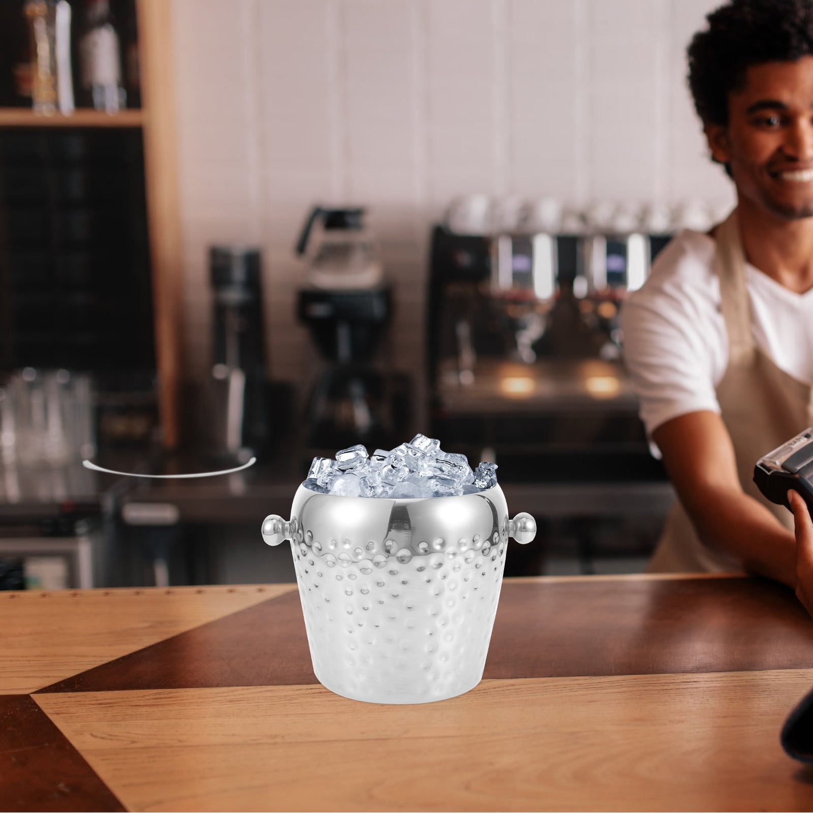 CTIRCHIU Portable Ice Bucket Ice Bucket Bin Stainless Steel Cooling ...