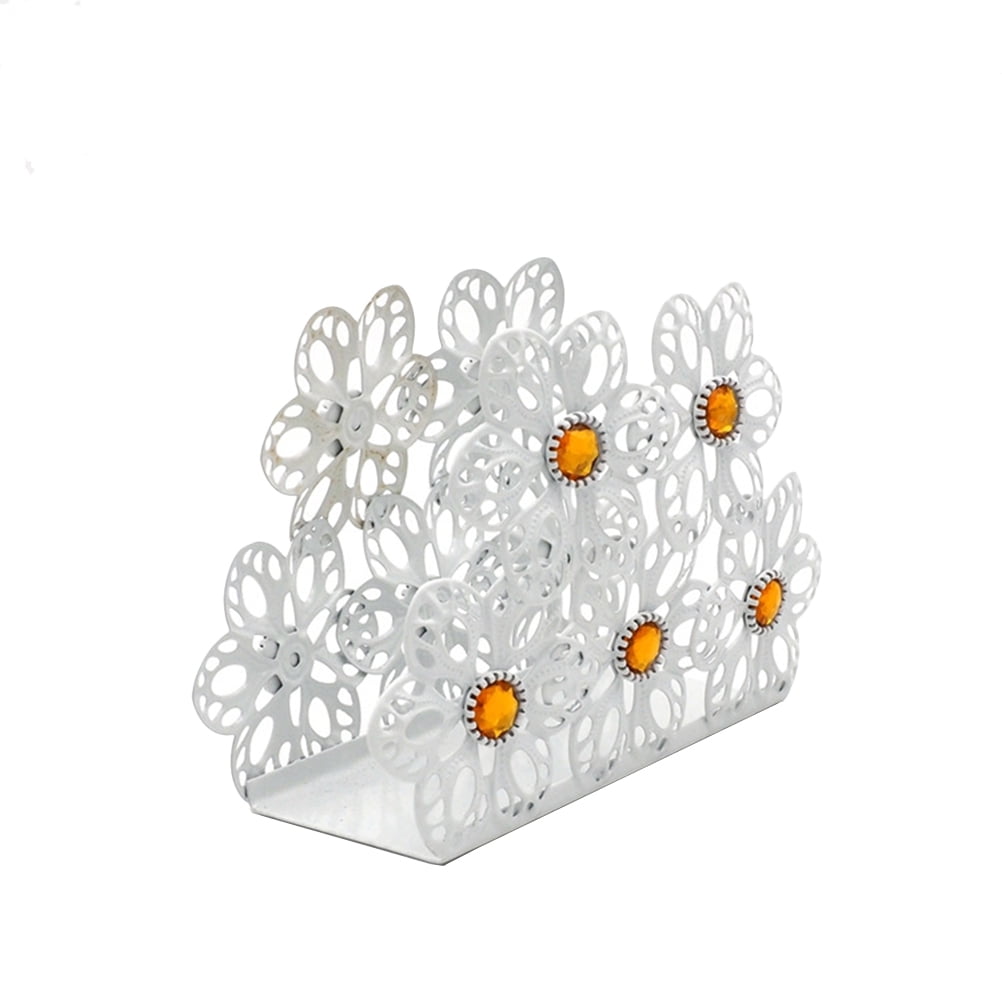 CTIRCHIU Modern Napkin Holder for Table Round Flower Cut-Out Silver ...