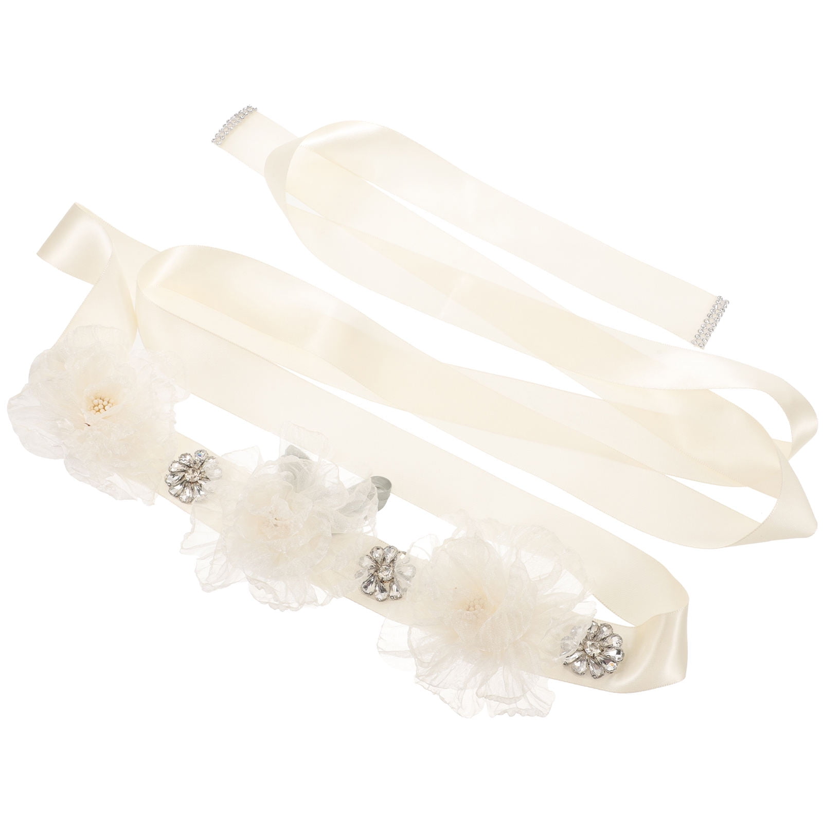 CTIRCHIU Wedding Dress Sash 1Pack Beige Silver Webbing Strap Fabric ...