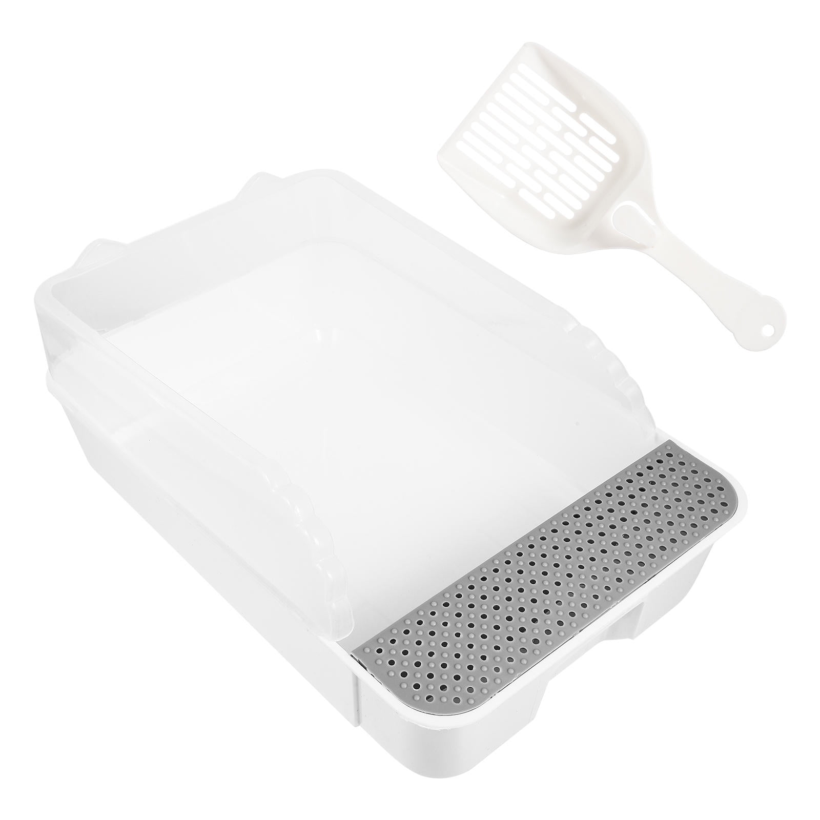 CTIRCHIU Cat Litter Box White Durable Semi Closed Design with ...