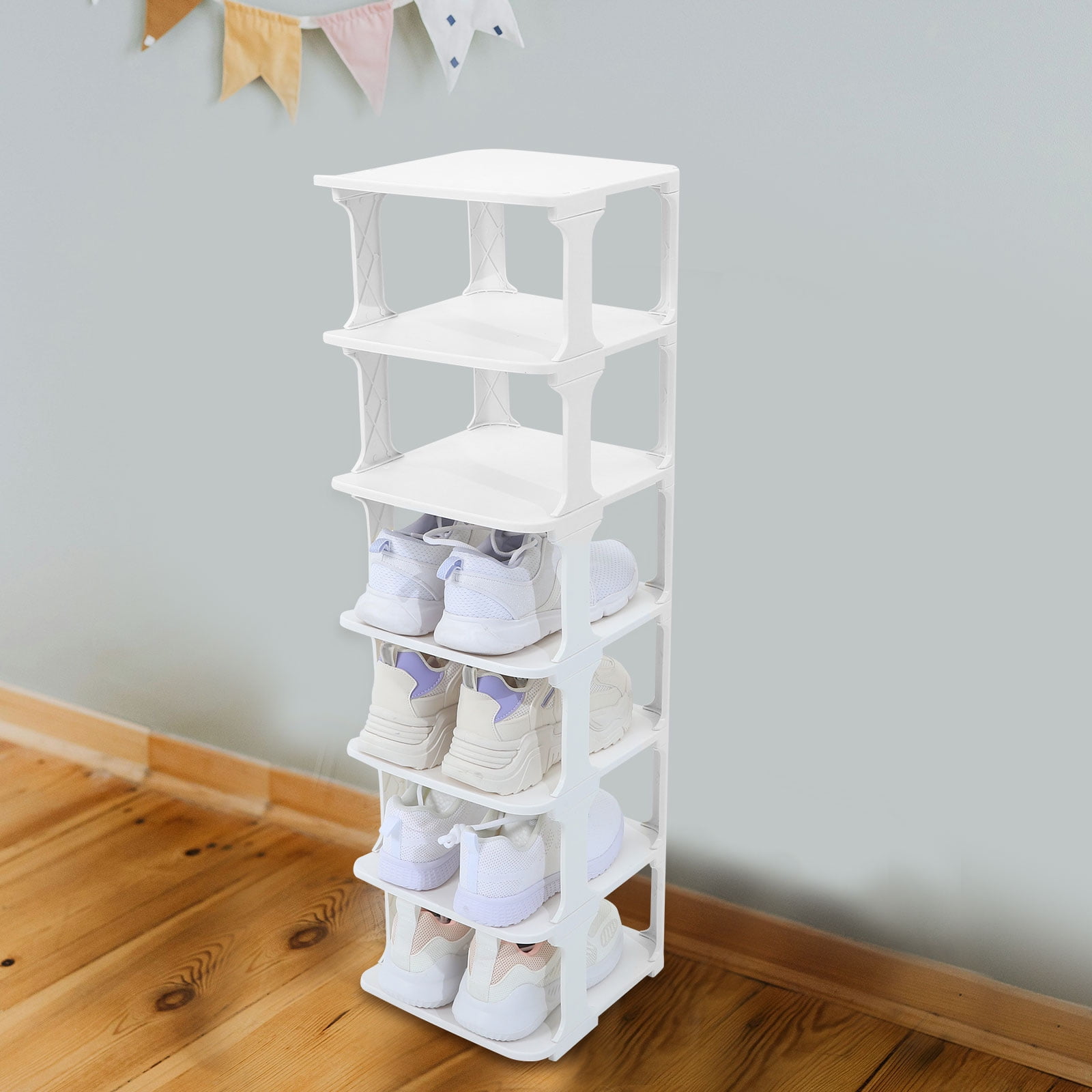 CTIRCHIU White Multi Layer Tall Shoe Rack Organizer with Sturdy Plastic ...