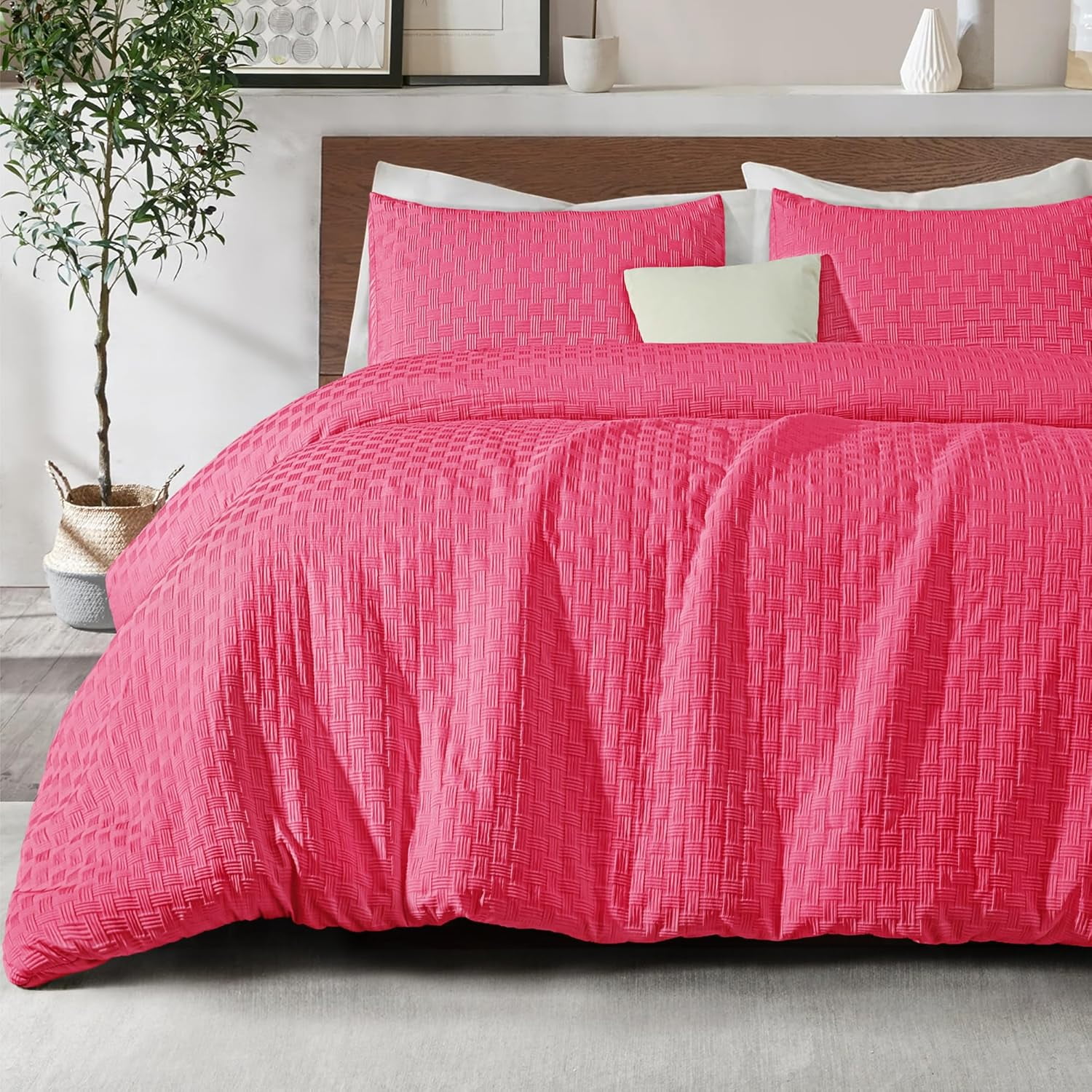 CTIVBI 3-Piece Jacquard Checkerd Ultra Soft Queen Comforter Set ...