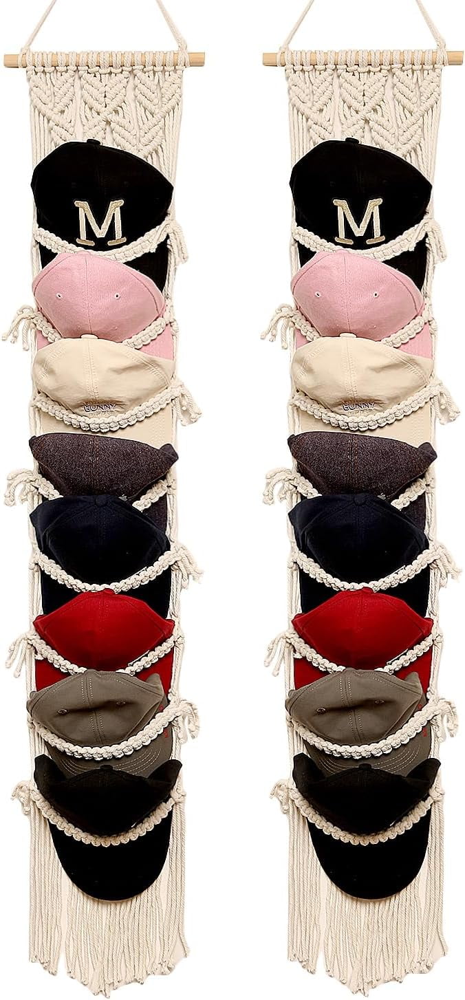 CTIVBI Baseball Cap Storage Over Door-1 Pack-Boho Macrame Cap Holder ...