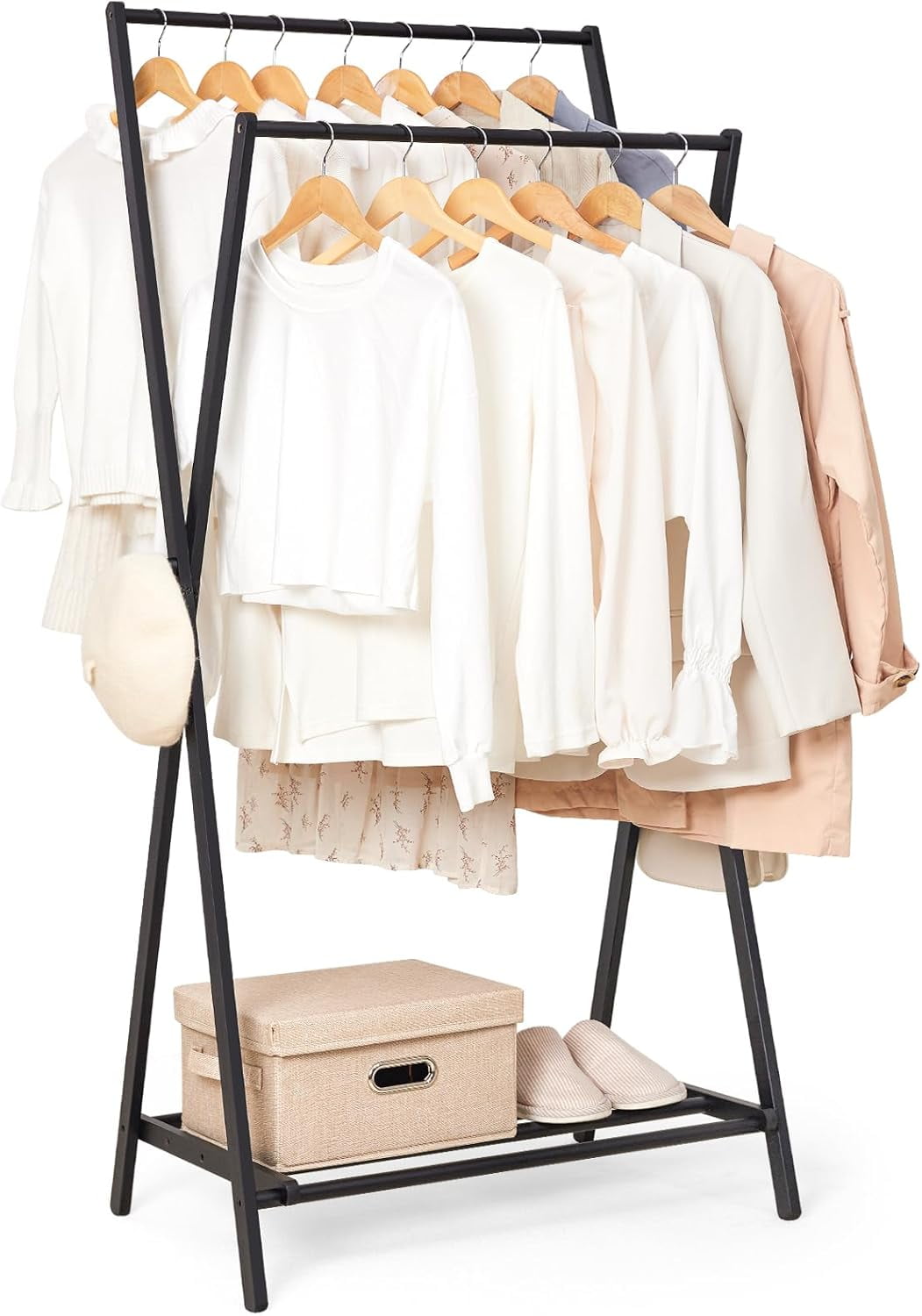 CTIVBI Clothes Rack with Storage Shelf Portable Garment Holder Clothing ...