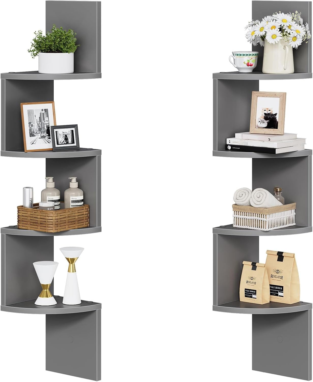 CTIVBI Corner Shelf Wall-Mounted Set of 2 Floating Corner Shelves for ...