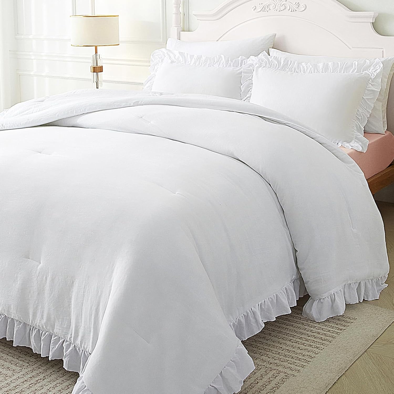 CTIVBI Full/Queen Comforter Set Reyna Ruffled Comforter Sets 3 Pieces ...