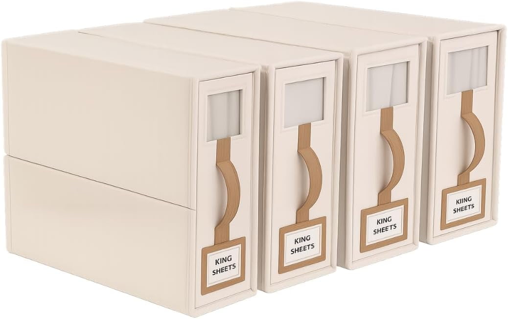 CTIVBI Pack of 4 Bed Sheet Organizers and Storage - Foldable Storage ...