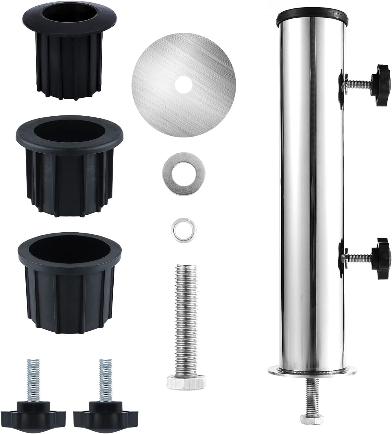 CTIVBI Pole Mount Stand Tube Set Stainless Steel Parasol Base Holder ...