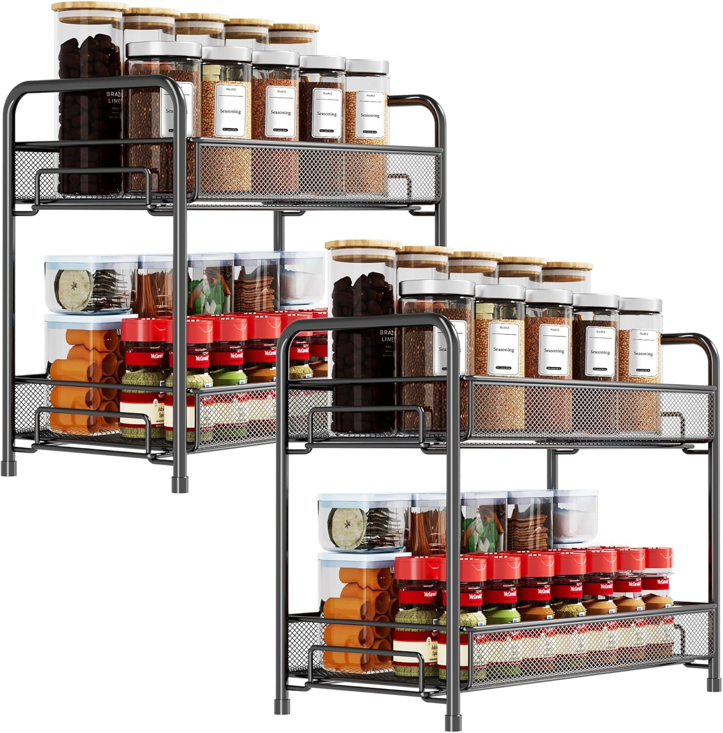 CTIVBI Spice Rack Organizer for Countertop 2 Pack 2-Tier Counter ...
