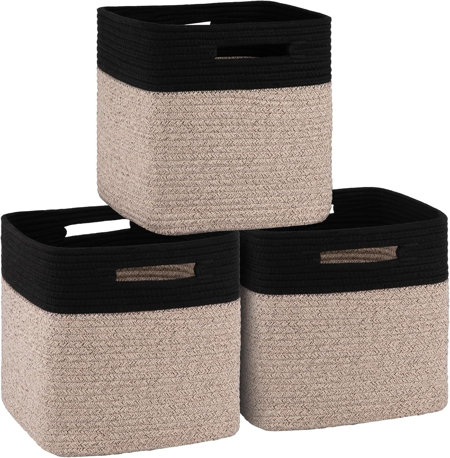 CTIVBI Storage Cubes 11 Inch Storage Bins-3-Pack Rope Woven Baskets for ...