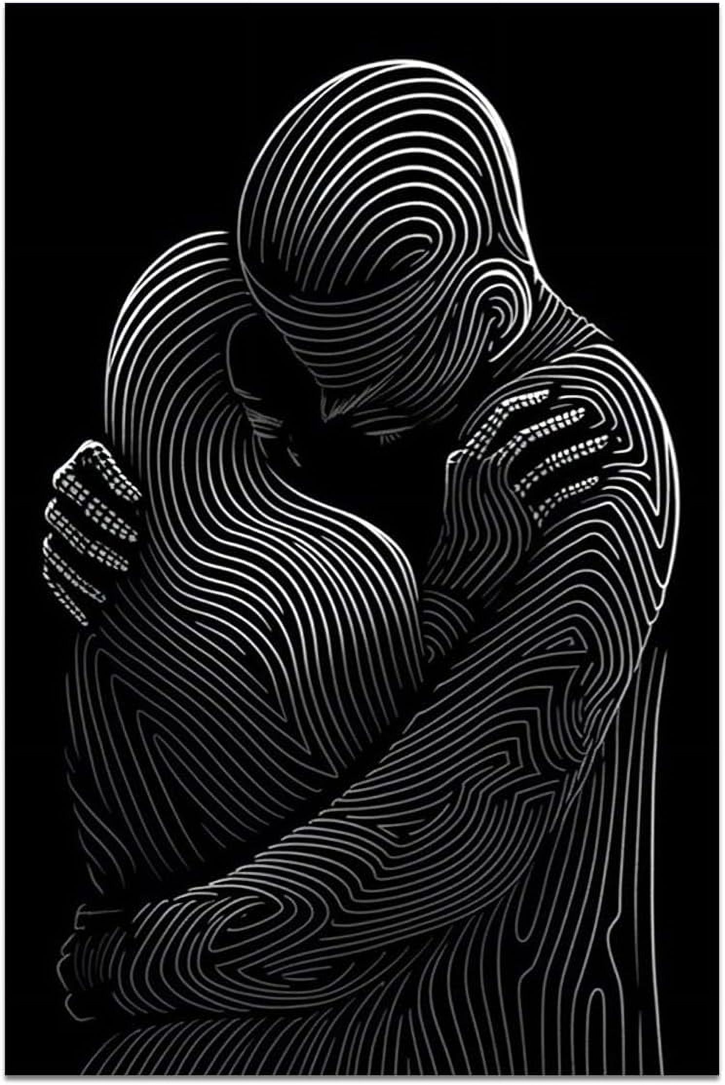 CTLL-Abstract Body Line Embrace Canvas Wall Art, Women and Men Embrace ...