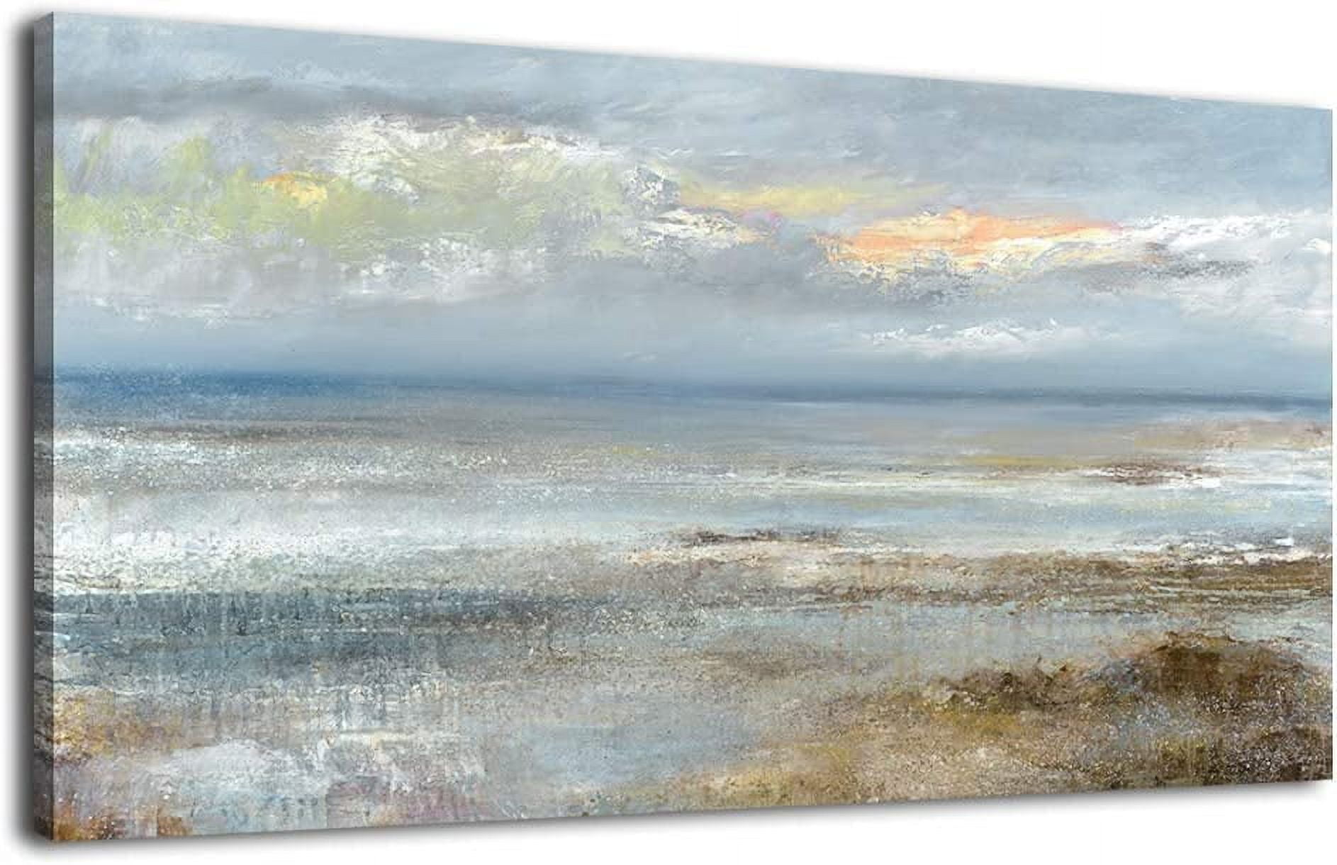 CTLL-Abstract Wall Art Canvas Pictures Modern Blue Ocean Artwork on ...
