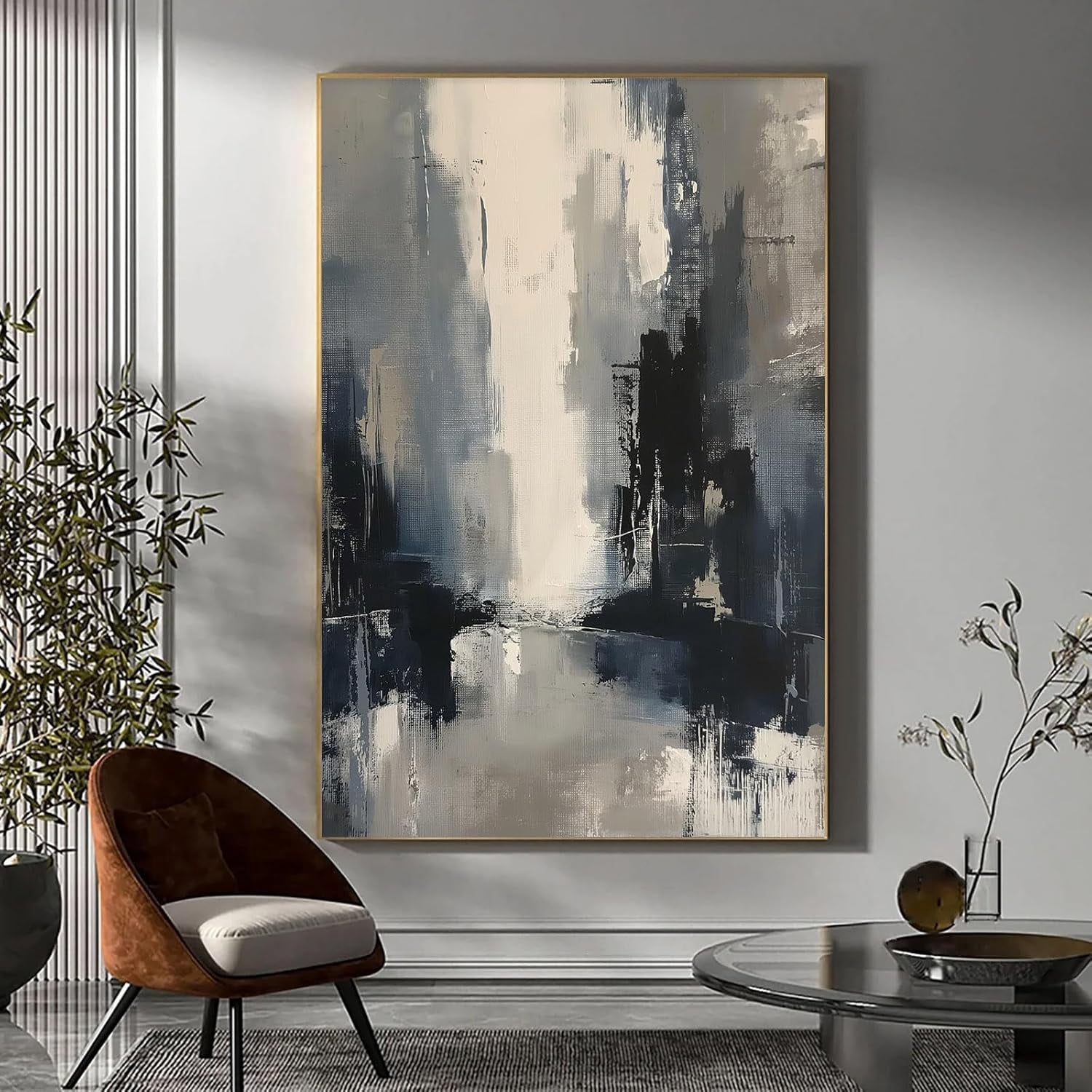 CTLL-Blue Grey and Abstract Wall Art Grey Abstract Painting Modern ...