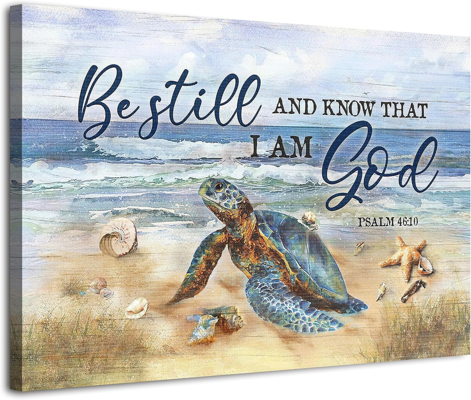 CTLL-Blue Sea Turtle Canvas Wall Art Christian Wall Art Religious Bible ...