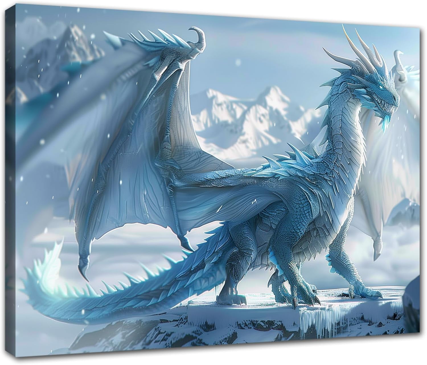 CTLL-Blue Spirit Dragon Canvas Wall Art Ice Dragons Pictures Wall Decor ...