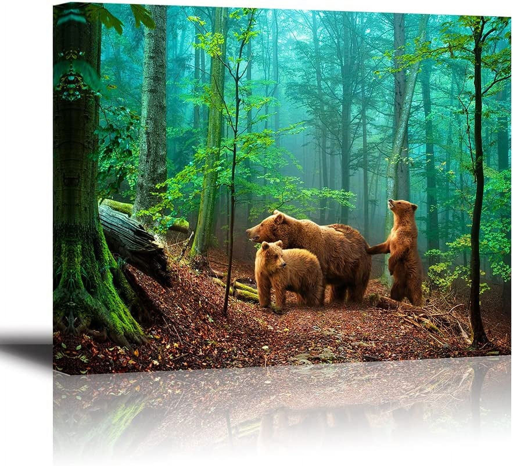 CTLL-Brown Bear Wall Art for Kids Room, PIY Cute Animal Canvas of ...