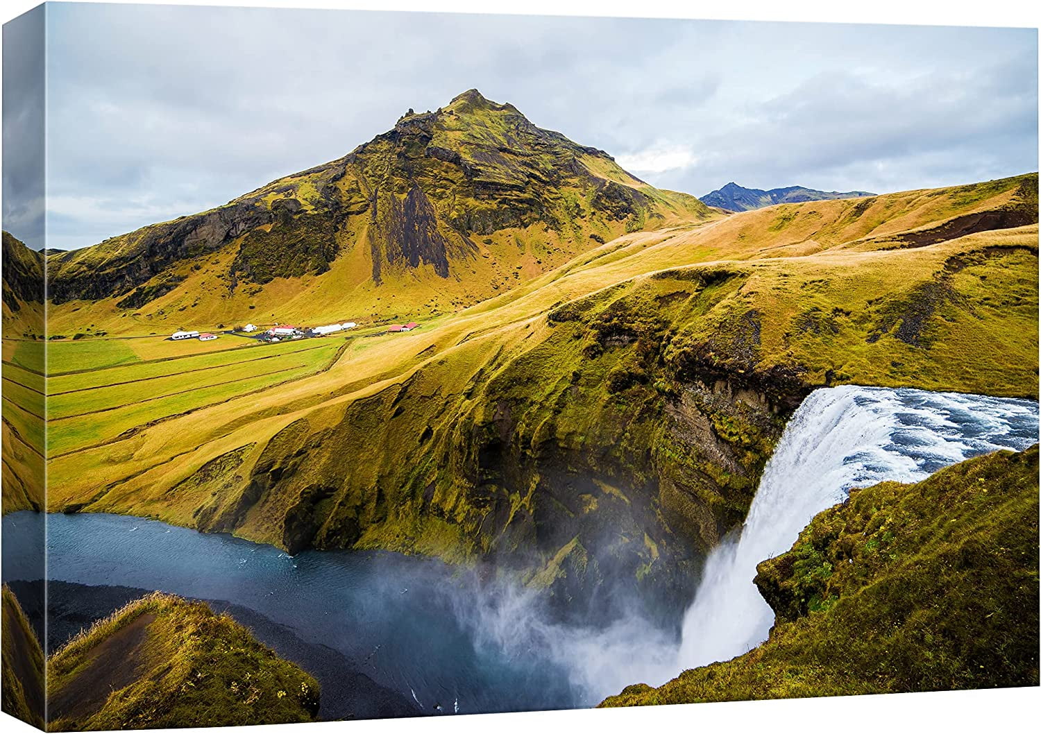 CTLL-Canvas Print Wall Art Iceland Waterfall & Cottages Nature ...