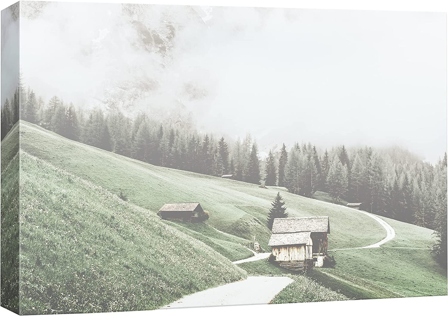 CTLL-Canvas Print Wall Art Town Cottages Near a Road in The Forest ...