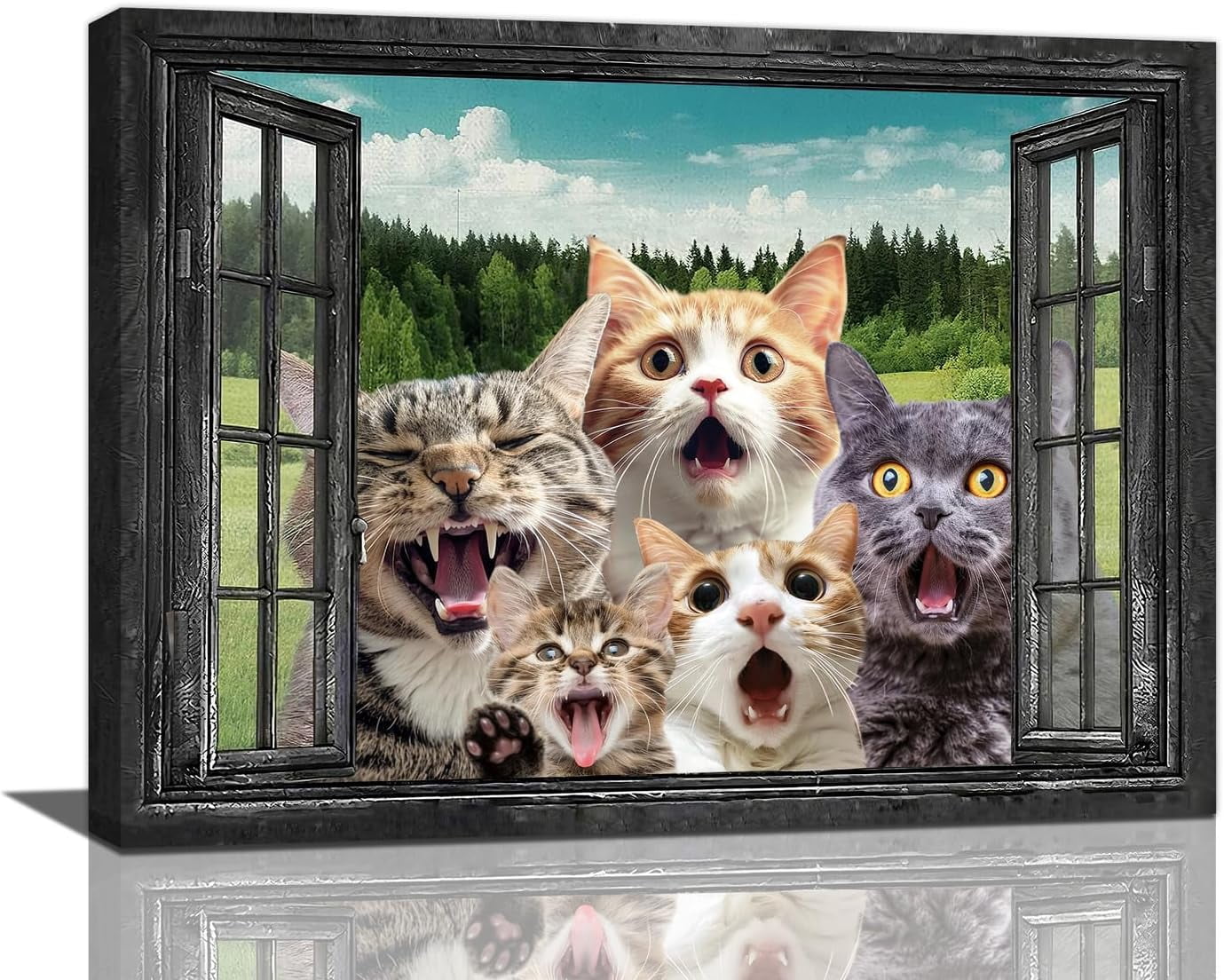 CTLL-Cat Wall Art Funny Cats Pictures Wall Decor Cute Animal Canvas ...