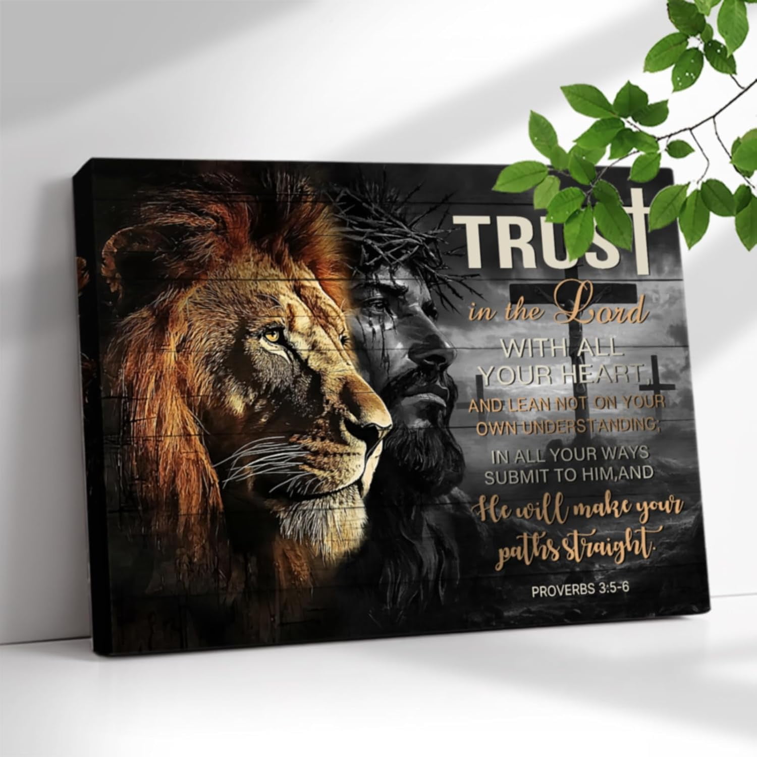 CTLL-Christian Canvas Wall Art Jesus and The Lion of Judah Canvas Wall Art Scripture Bible Verse ...