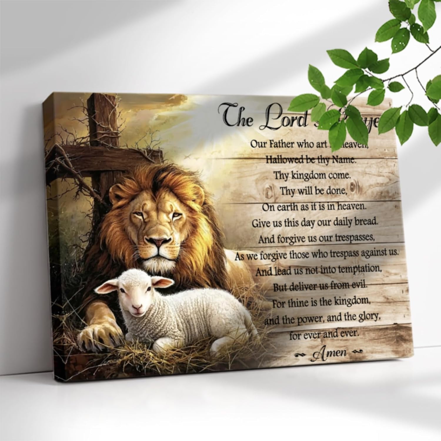 CTLL-Christian Wall Art Lion and Lamb Canvas Wall Art Religious Bible ...