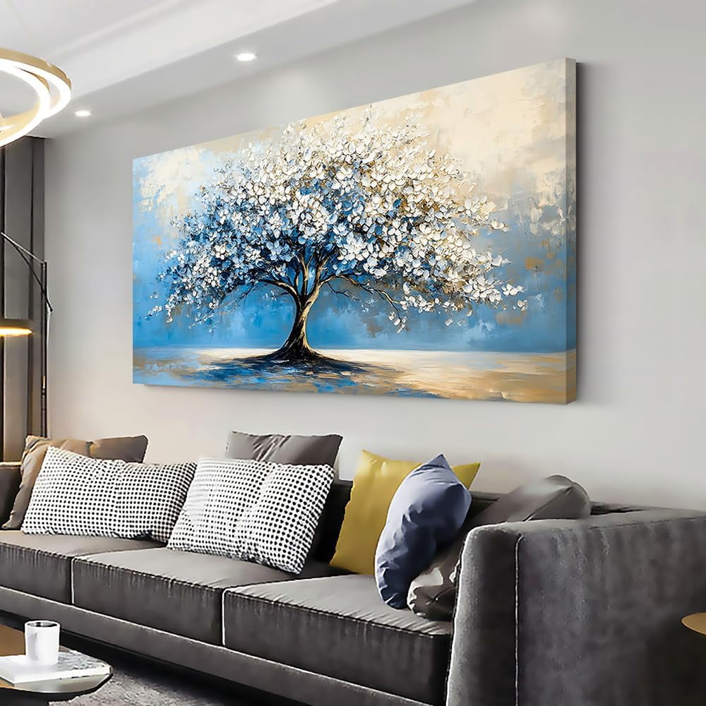 CTLL-Contemporary Tree of Life Wall Art for Living Room Office Navy ...