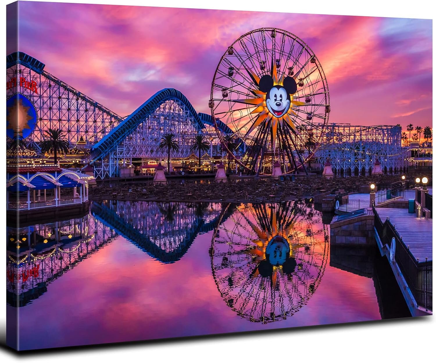 CTLL-Disney Ferris Wheel Canvas Wall Art Sunset Disneyland Skyline Wall ...