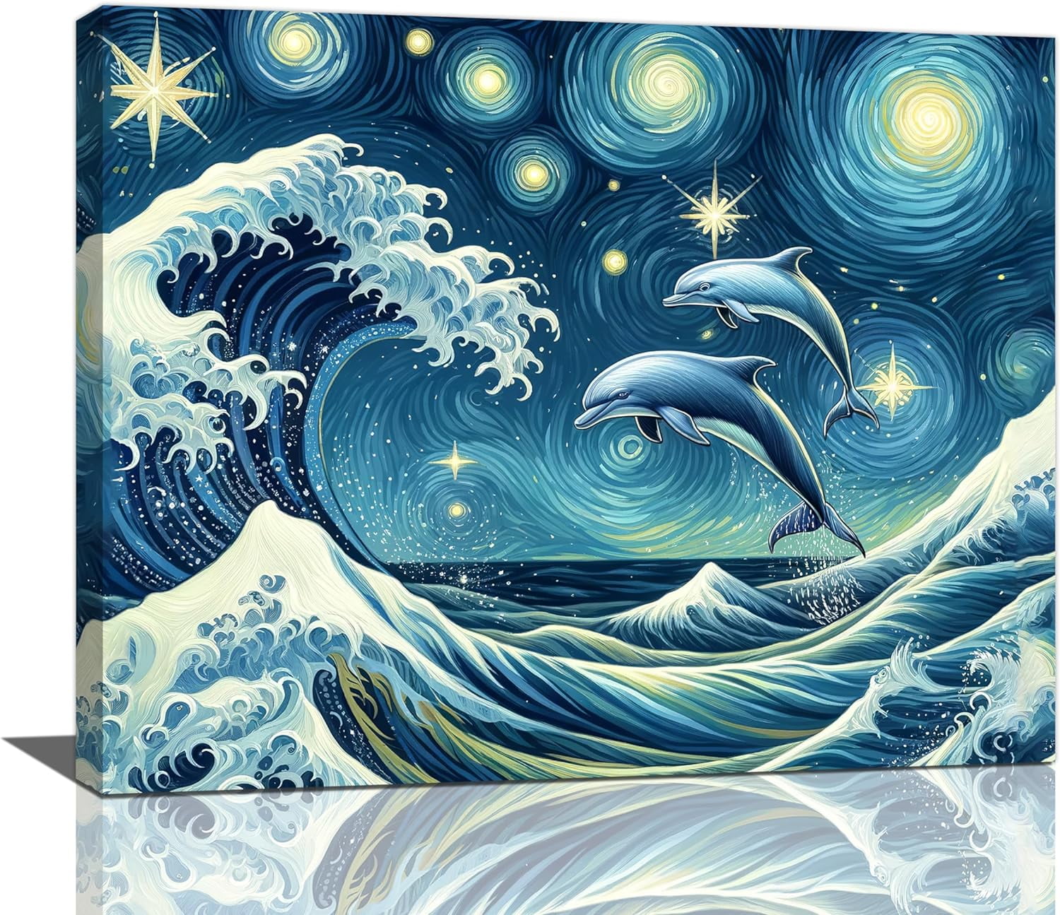 CTLL-Dolphin Decor Wall Art Ocean Waves Dolphin Pictures Nautical ...