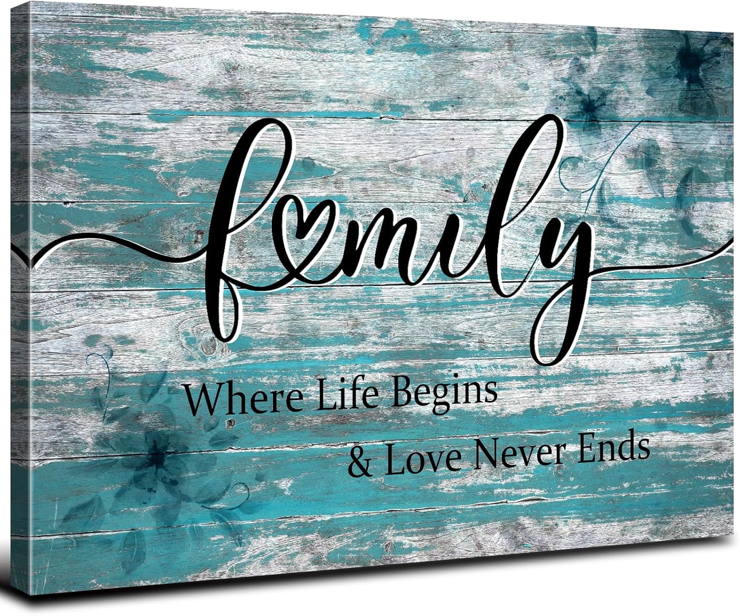 CTLL-Family Sign WallTeal Wall Art Where Life Begins Love Never Ends ...