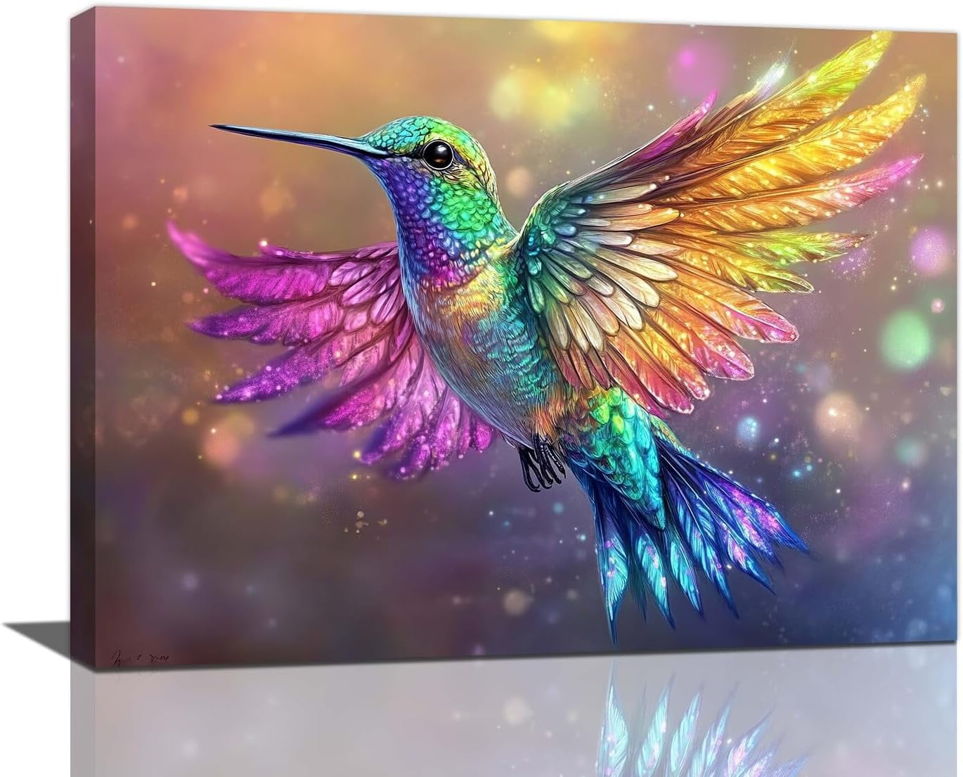CTLL-Hummingbird Canvas Wall Art Colorful Hummingbird Pictures Decor ...