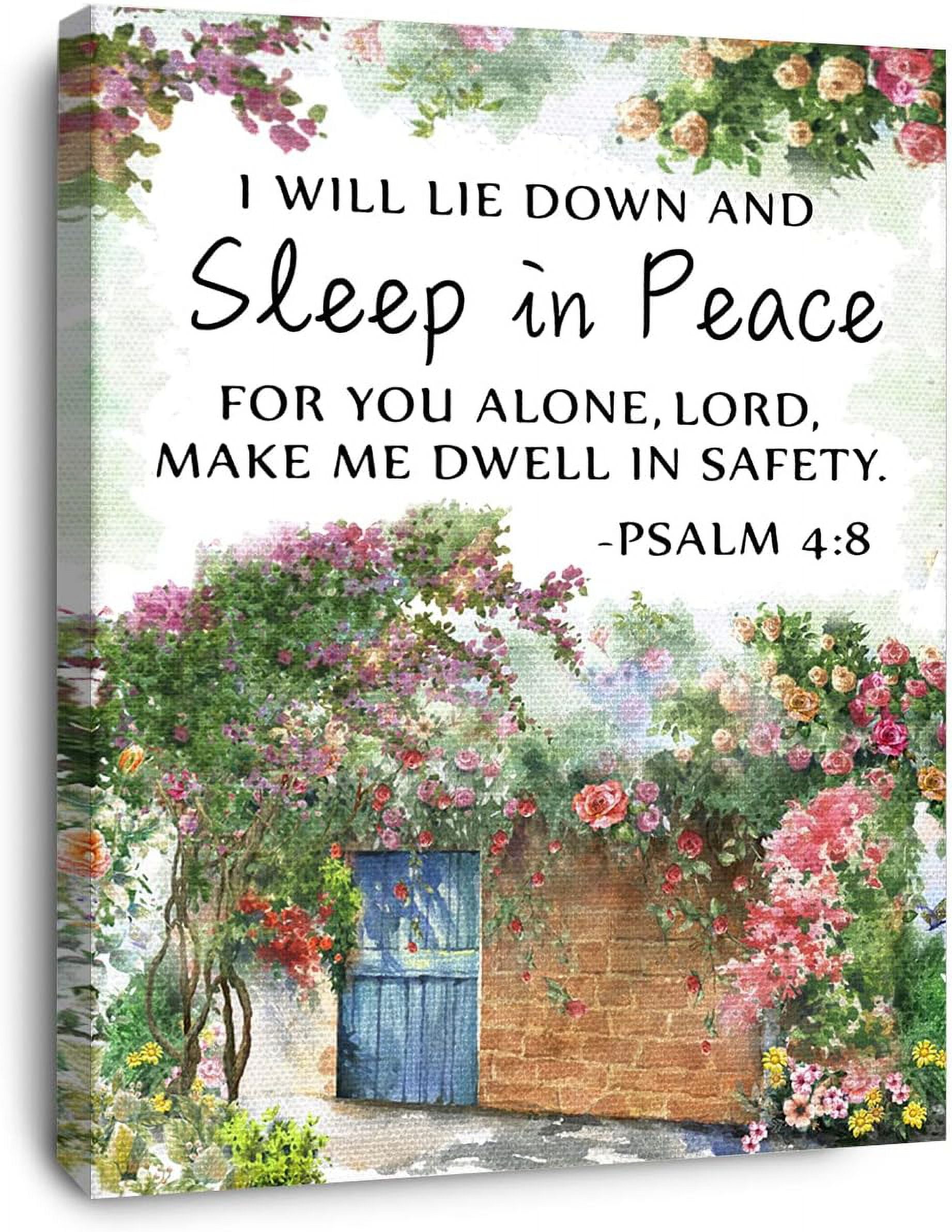 CTLL-I Will Lie Down And Sleep Peace Psalm 4:8 Canvas Wall Art,Bible ...