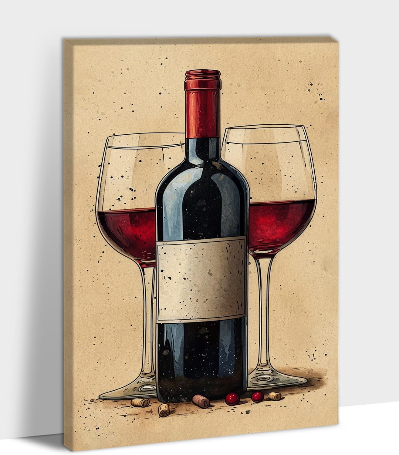 CTLL-Kitchen Wall Art Decor, Red Wine and Cups Modern Kitchen Wall Art ...