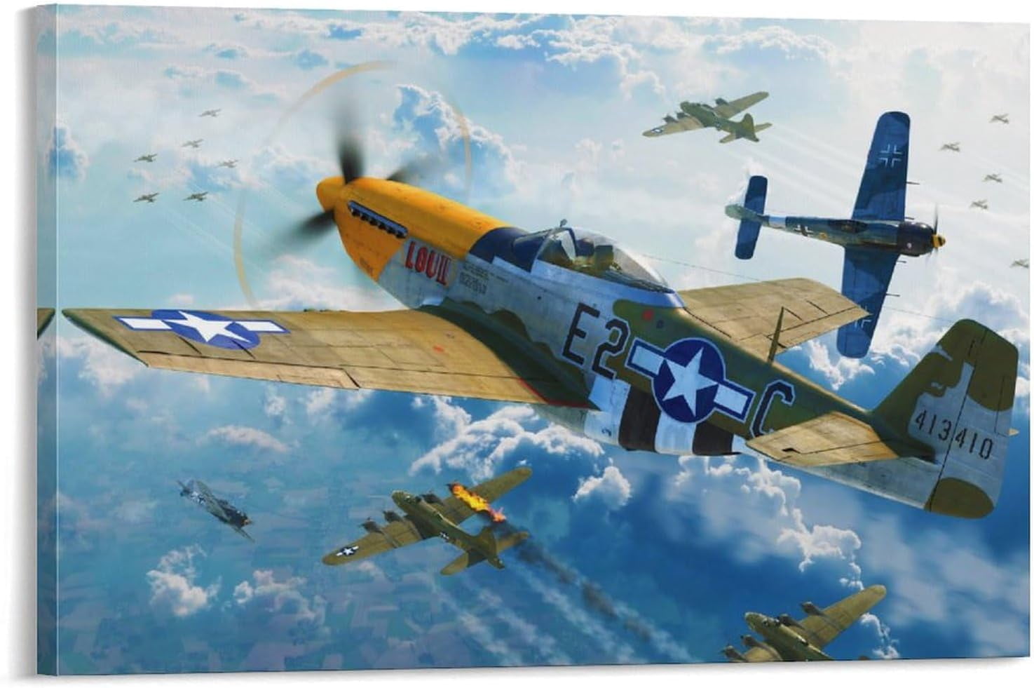 CTLL-Military Aircraft Fighter Wwii P-51 Fw 190 Airplane Wall Art ...