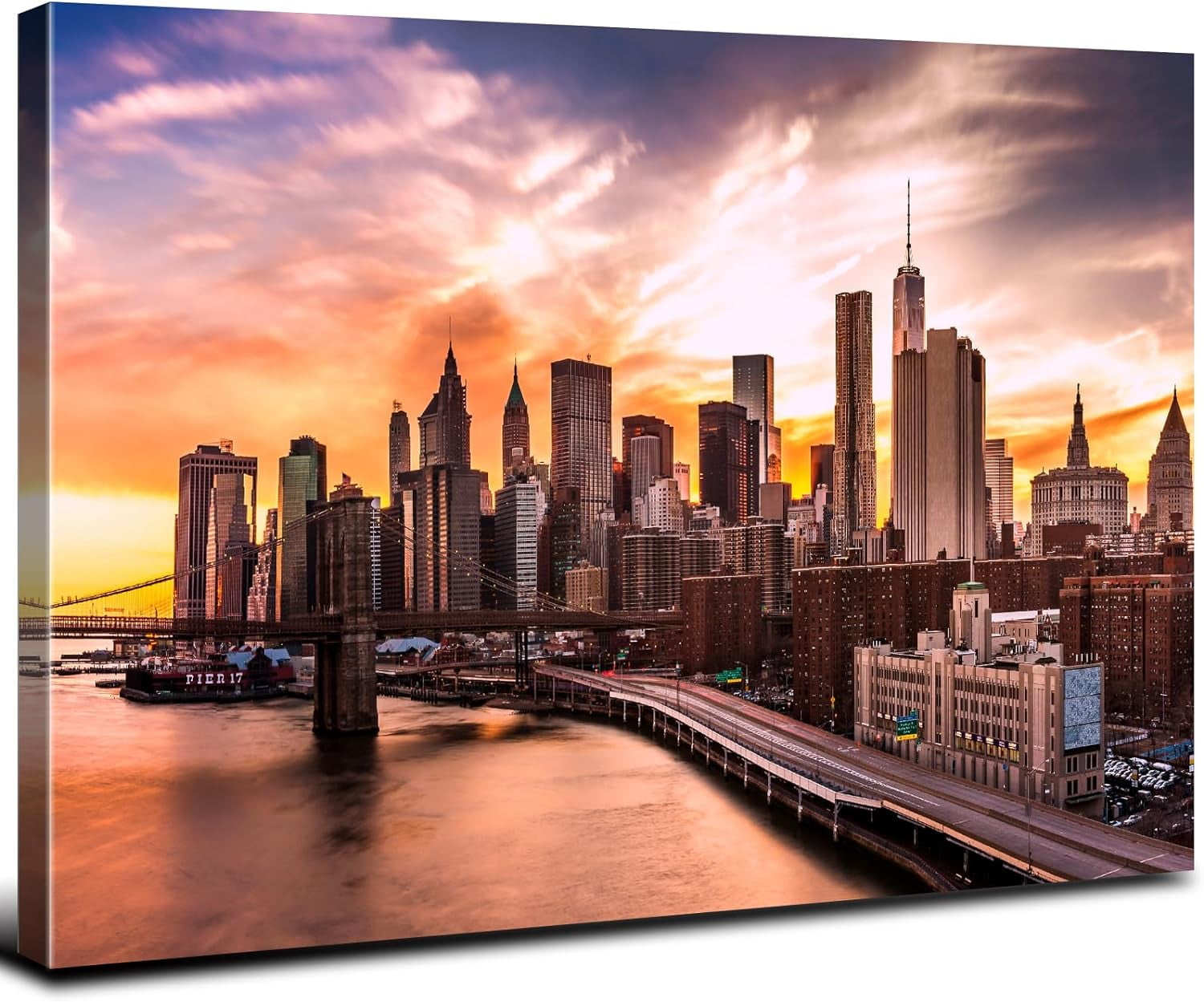 CTLL-New York Wall Art USA City Wall Decor Sunset NYC Skyline ...