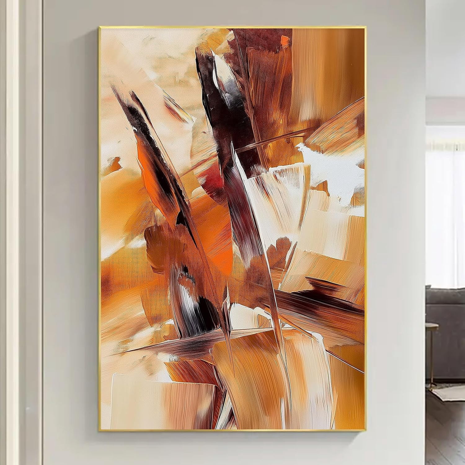 CTLL-Orange and Brown Abstract Wall Art Terracotta Abstract and Brown ...