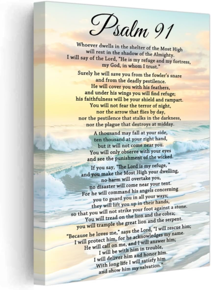 CTLL-Psalm 91 Canvas Wall Art Christian Bible Verses Picture Prints ...