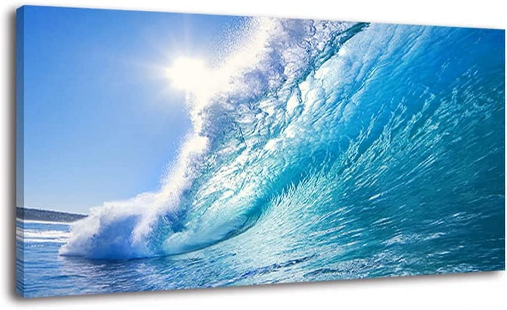 CTLL-Rolling Ocean Waves Surfing Graphic Canvas Wall Art For Bedroom ...