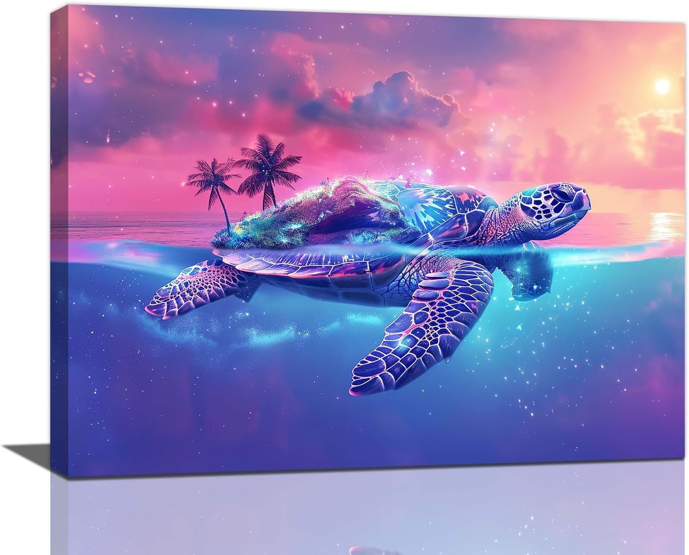 CTLL-Sea Turtle Canvas Wall Art Ocean Turtle Sunset Pictures Wall Decor ...