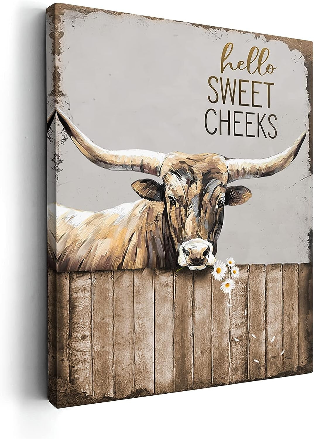 CTLL-Texas Longhorn Bathroom Decor Wall Art Farmhouse Cow Picture for ...